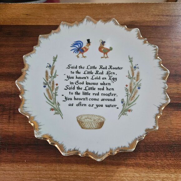 Vintage | Wall Decor | Vintage Red Rooster Poem Plate Plate 95s 1960s ...